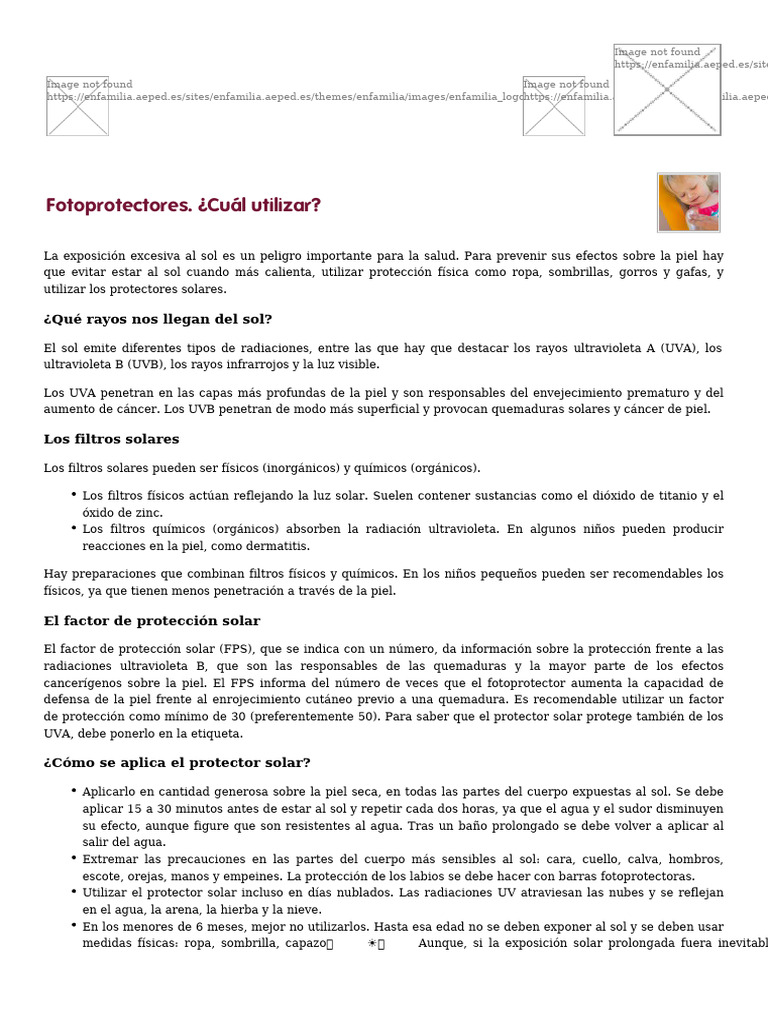 Fotoprotectores: Guía para su uso seguro | PDF | Protector solar ...