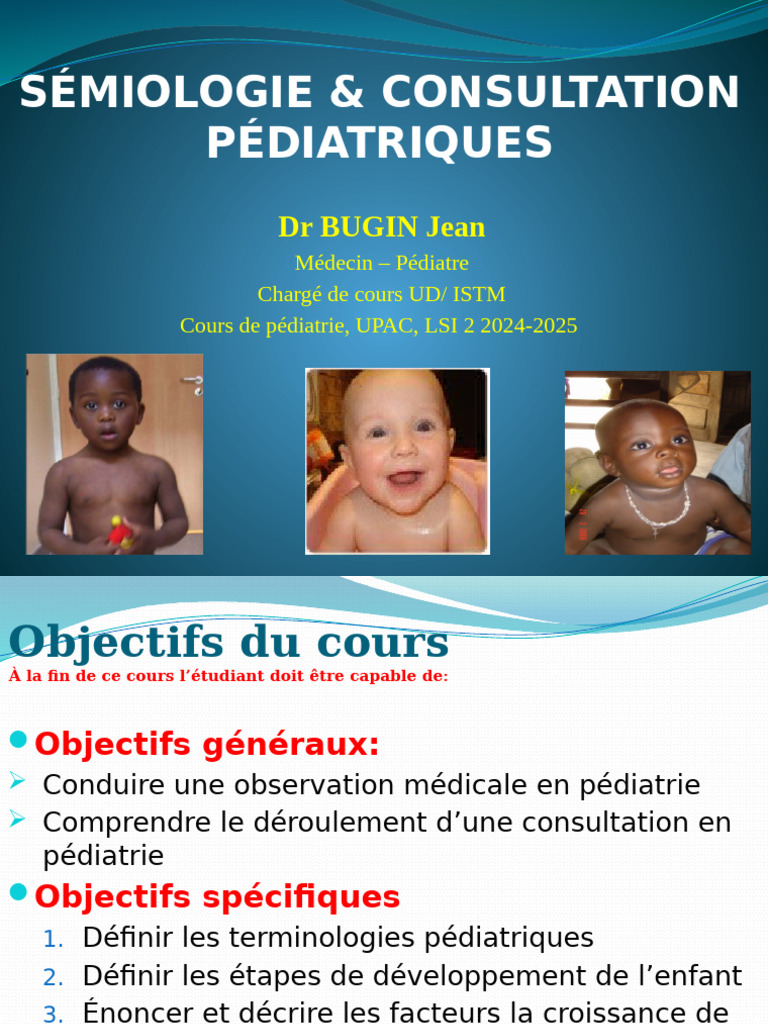 Sémiologie et consultation pédiatrique LSI2 UCAC | PDF | Pédiatrie | Nourrisson