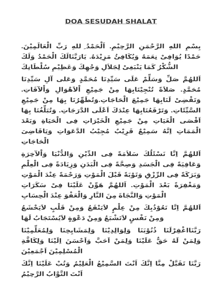 Doa Setelah Shalat: Panduan dan Manfaat | PDF