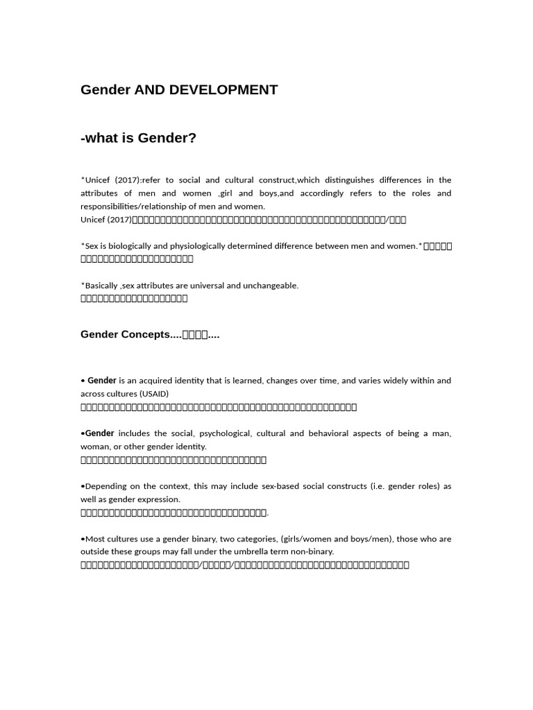 Gender AND DEVELOPMENT | PDF | Gender | Gender Studies
