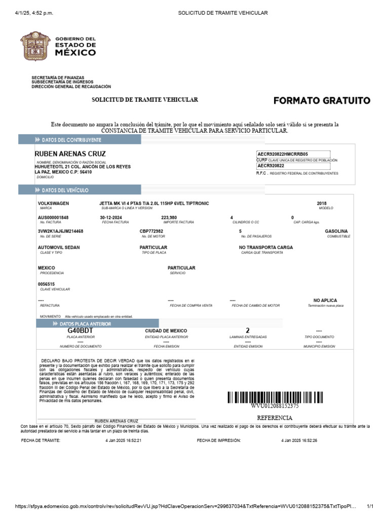 ACUSE DE RECIBO BAJA CDMX ALTA EDOMEX | PDF | México