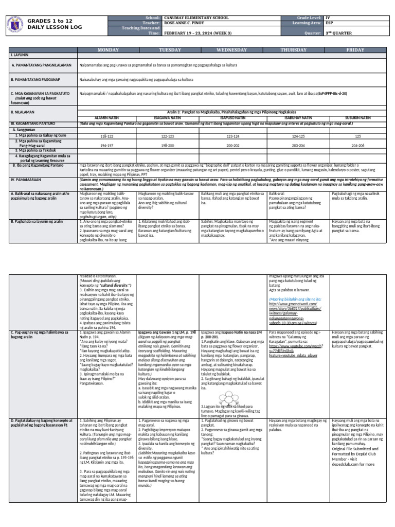 DLL - Esp 4 - Q3 - W4 | PDF