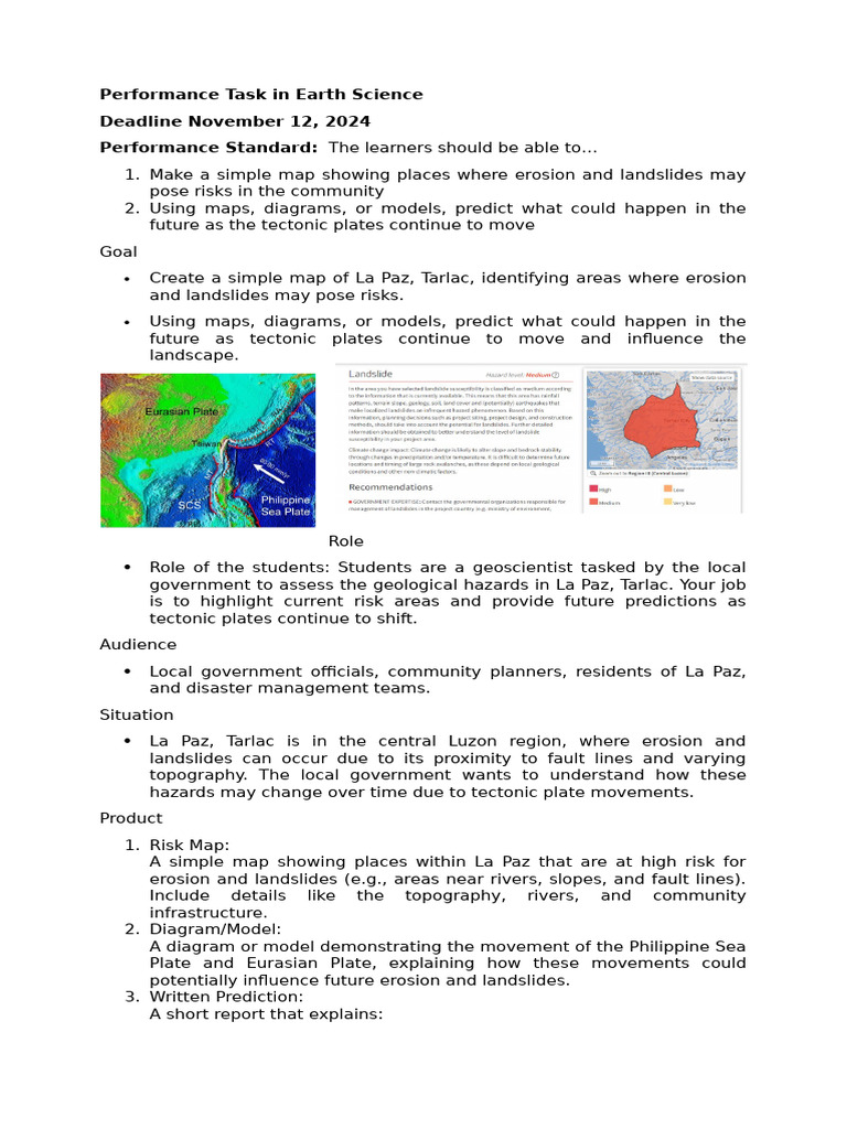Q2 Performance Task in Earth Science | PDF | Landslide | Plate Tectonics