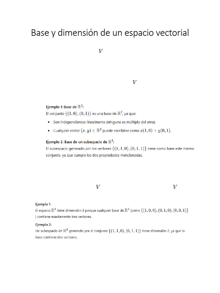 Base y dimensión de un espacio vectorial | PDF