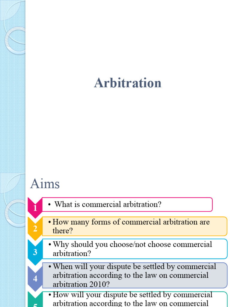 Commercial Dispute Settlements.pptx-34-99 | PDF | Arbitration | Arbitral Tribunal