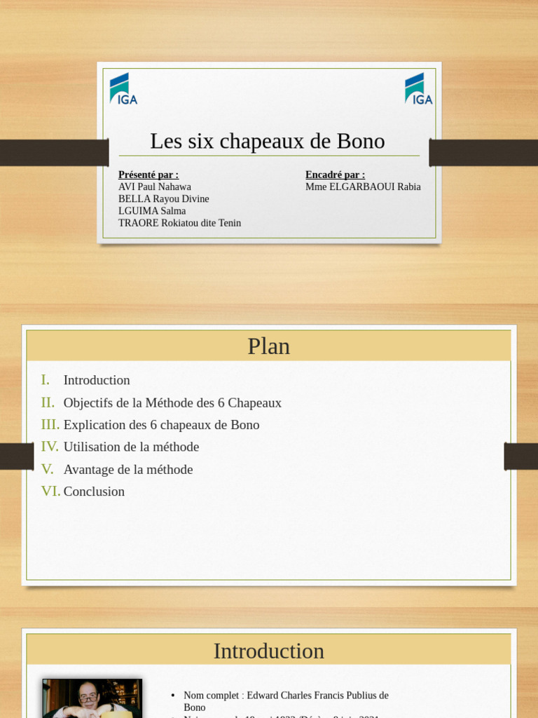 Les 6 Chapeaux de BONO | PDF
