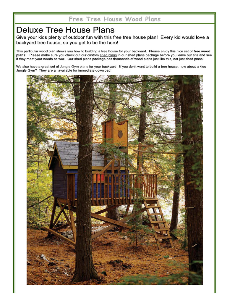 Free Deluxe Tree House Plans | PDF