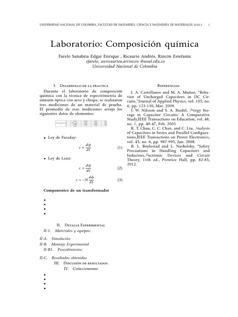 Laboratorio 1 CIM | PDF | Electromagnetismo | Ingenieria Eléctrica