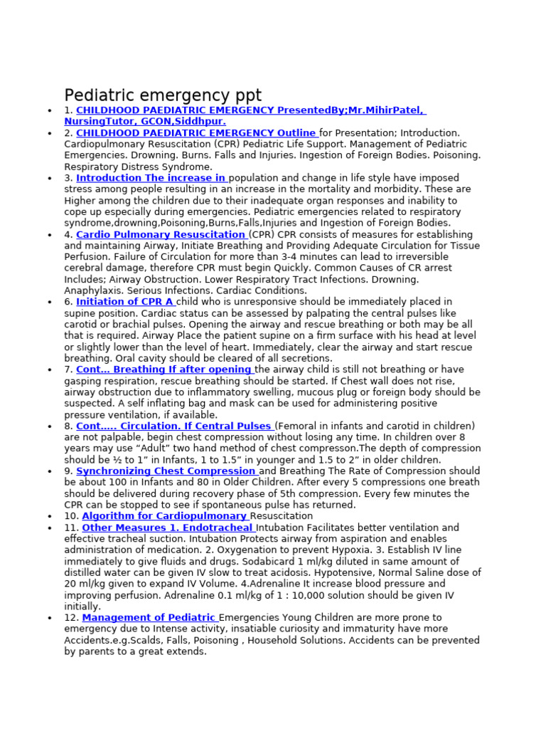 Pediatric emergency ppt | PDF | Burn | Cardiopulmonary Resuscitation