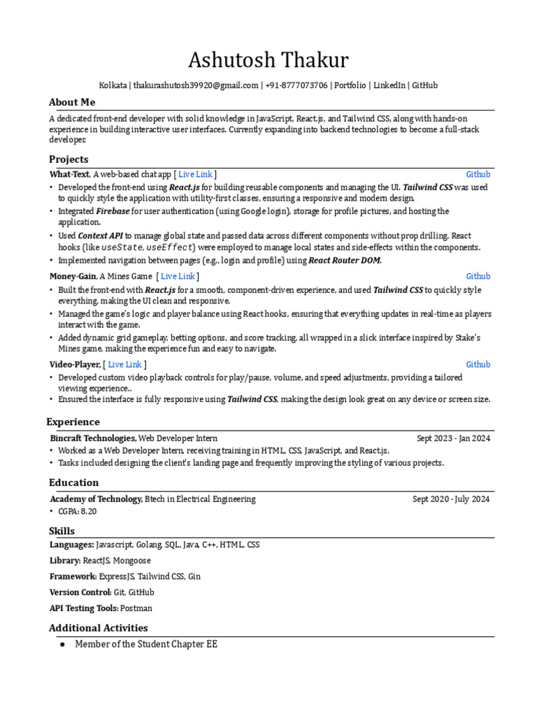 Ashutosh_Dev_CV | PDF | System Software | Web Development