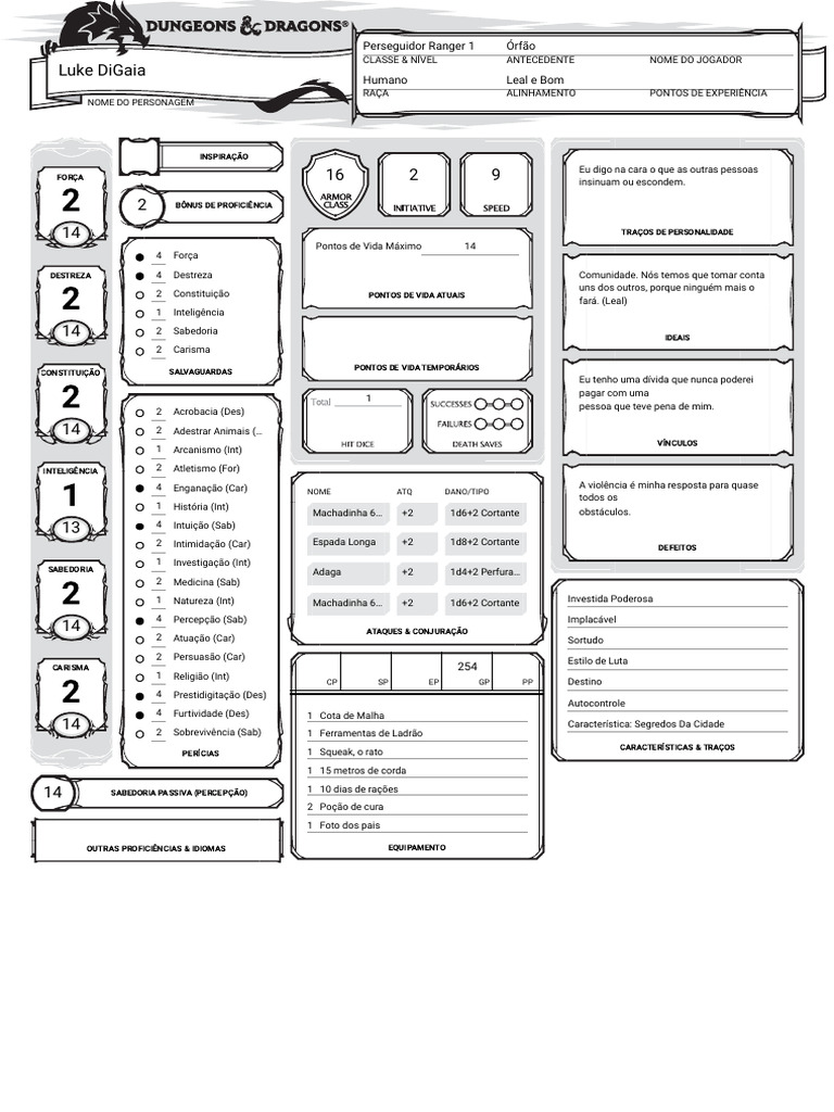 Luke DiGaia - Roll20 Characters | PDF