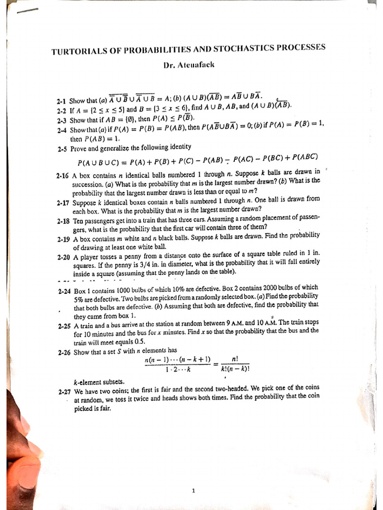 Tutorials of Probabilities and Stochastic Processes | PDF
