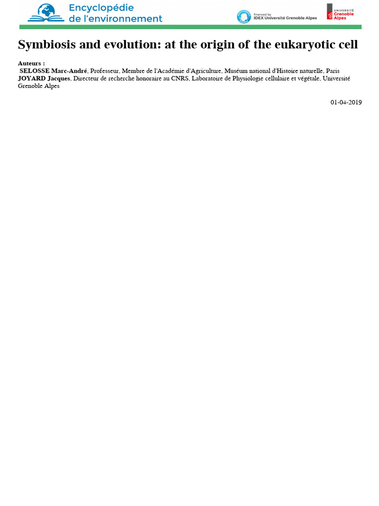 symbiosis-and-evolution-at-the-origin-of-the-eukaryotic-cell-encyclopedie-environnement | PDF ...