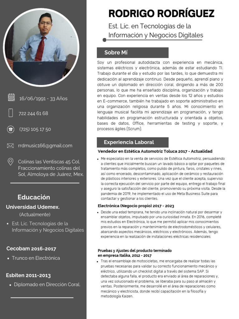 CV Rodrigo Rodriguez D. | PDF | Microsoft | Informática