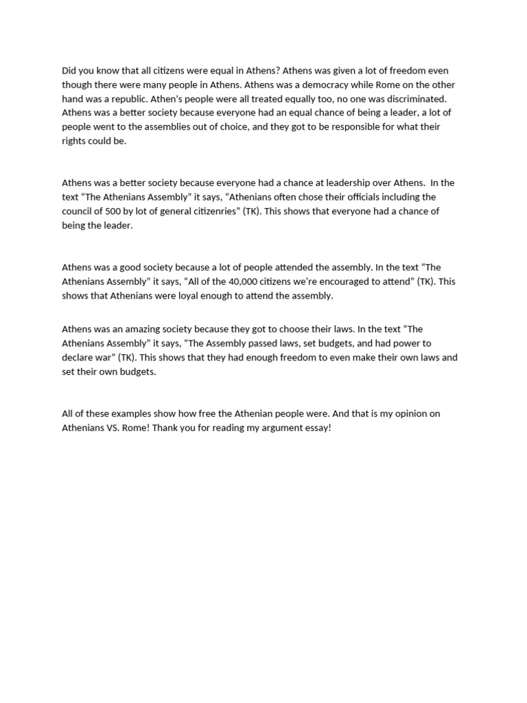 Athens: A Model of Equality and Freedom | PDF