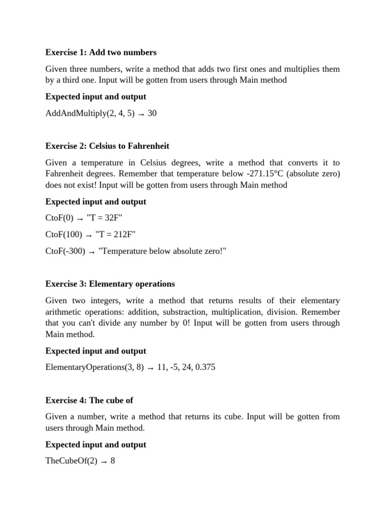 C# Basic Exercises | PDF | Fahrenheit | Multiplication