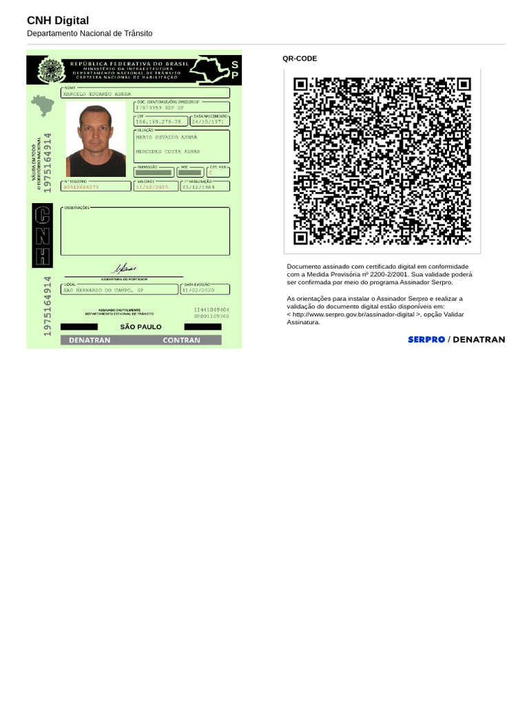 Validação da CNH Digital com QR-Code | PDF