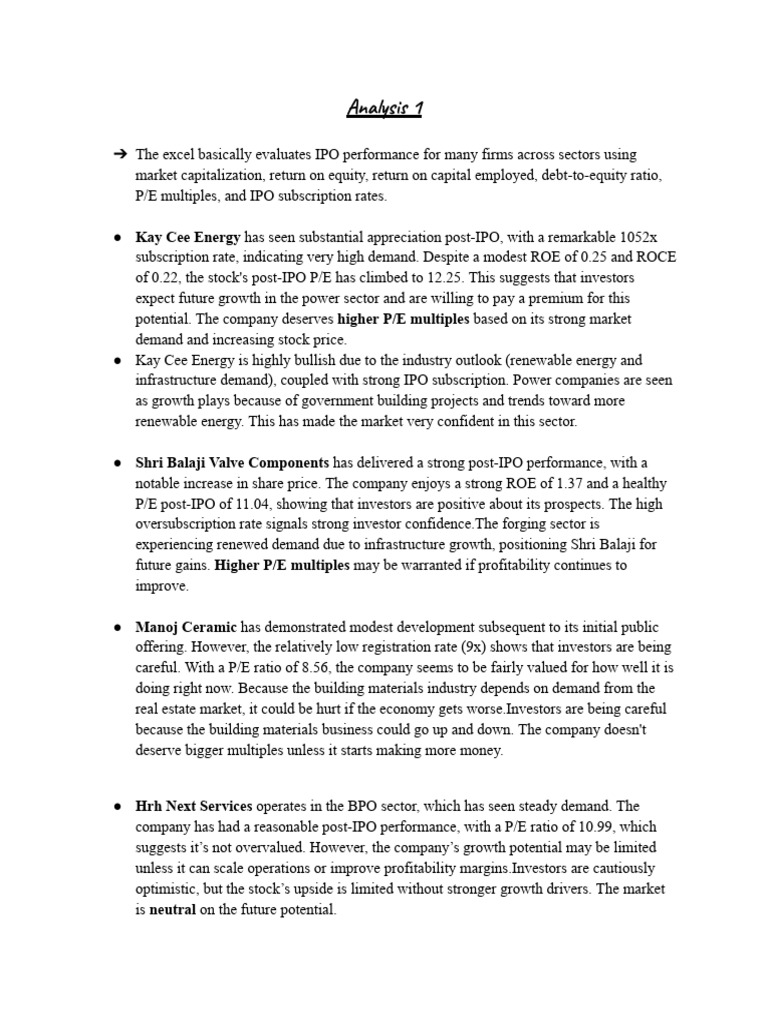 Analysis 1 | PDF | Price–Earnings Ratio | Valuation (Finance)