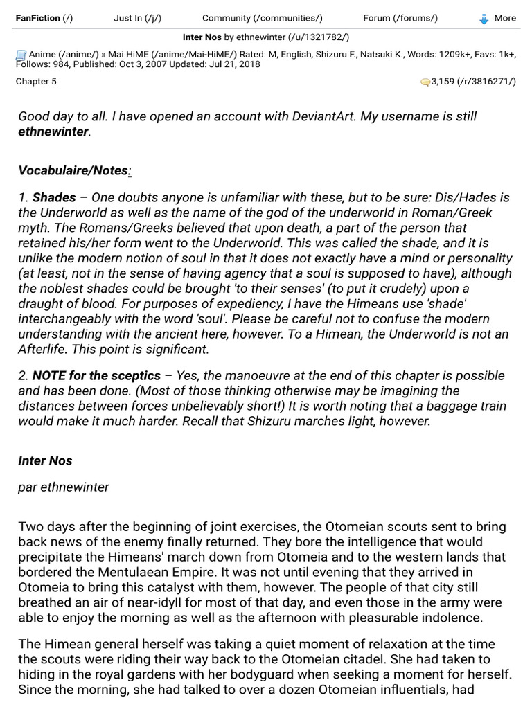 Fanfic Inter Nos Ch 5, Mai HiME FanFiction | PDF | Greek Underworld