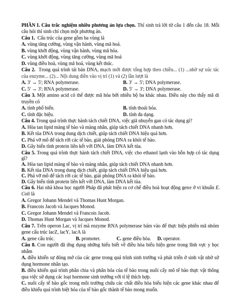 - dtnt - ktgk1 - sinh học - đề nguồn+ hdg | PDF