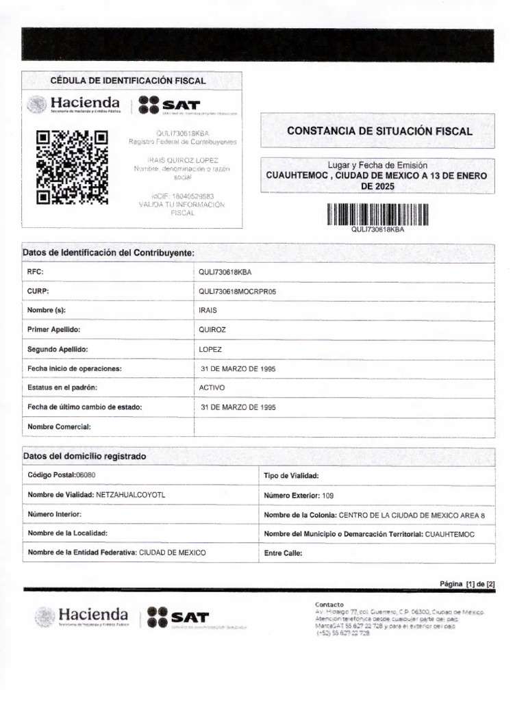 Constancia Fiscal | PDF
