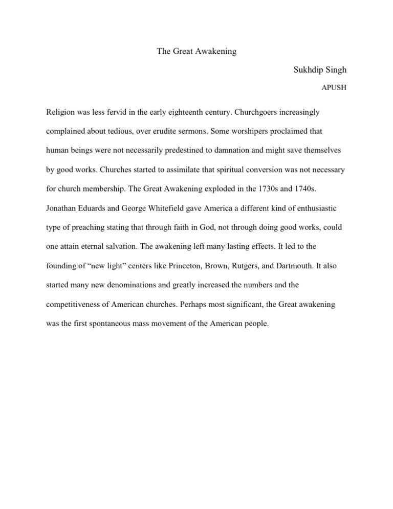 The Great Awakening Overview | PDF