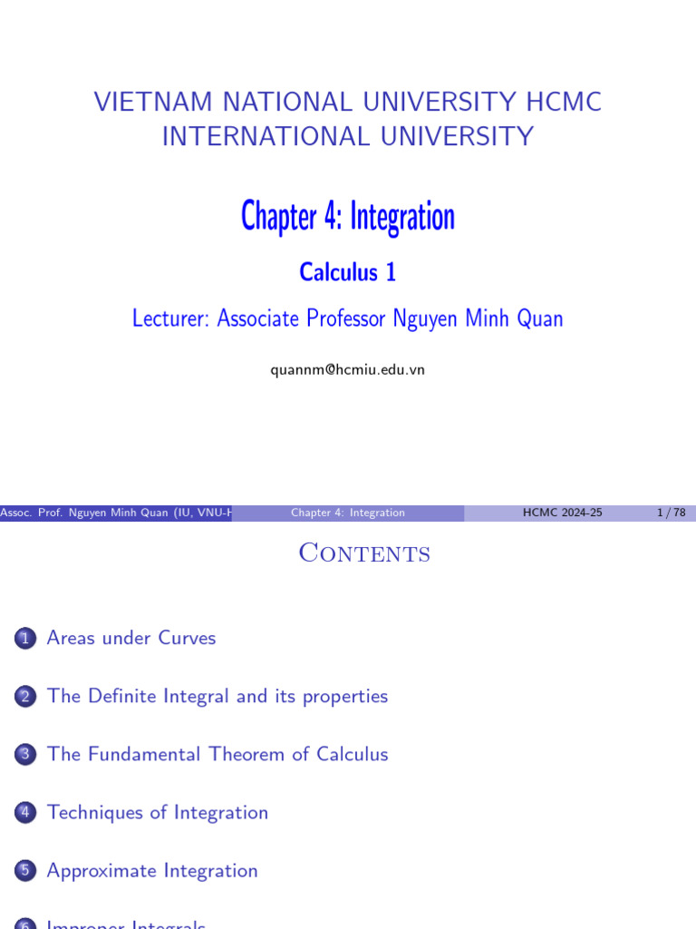 Chapter4 Integration 2024 25 | PDF | Integral | Calculus