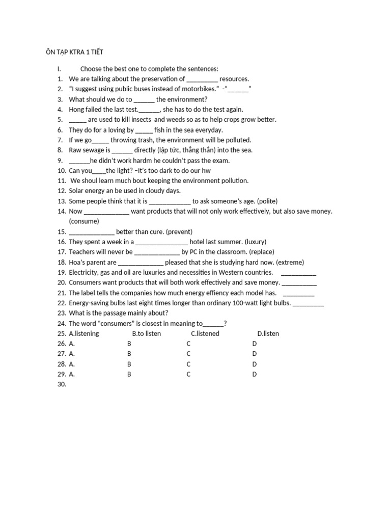 ÔN TẬP KTRA 1 TIẾT-long | PDF