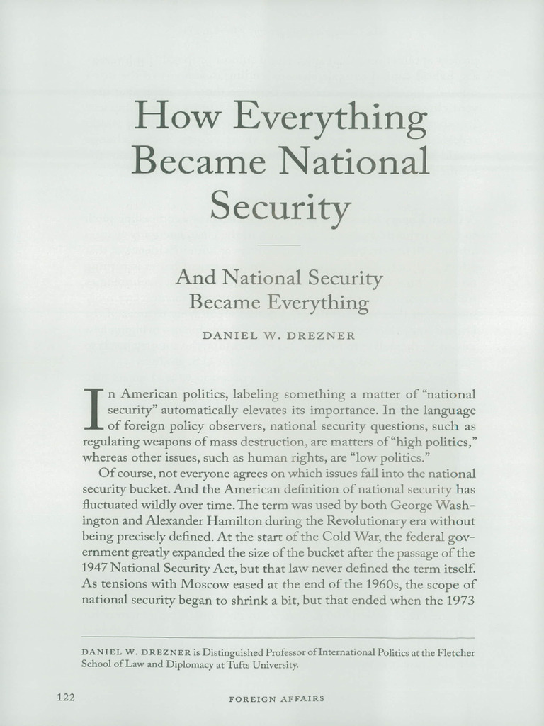 Drezner, How Everything Became National Security | PDF | National ...