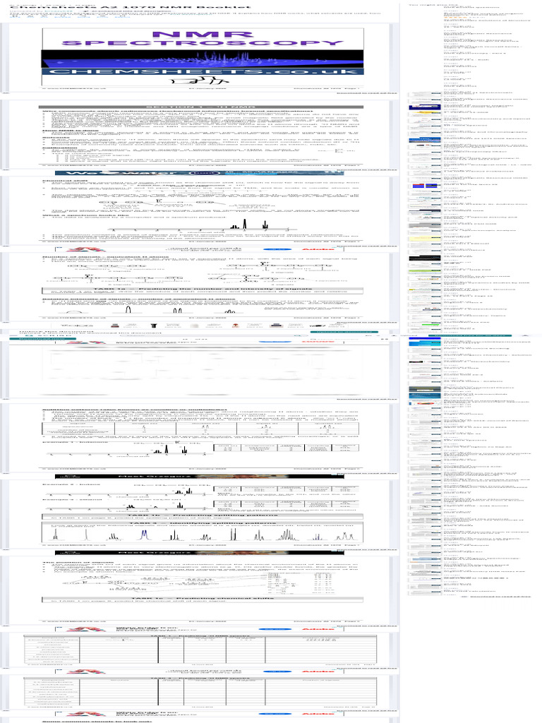 Chemsheets A2 1070 NMR Booklet PDF Proton Nuclear Magnetic Resonance ...