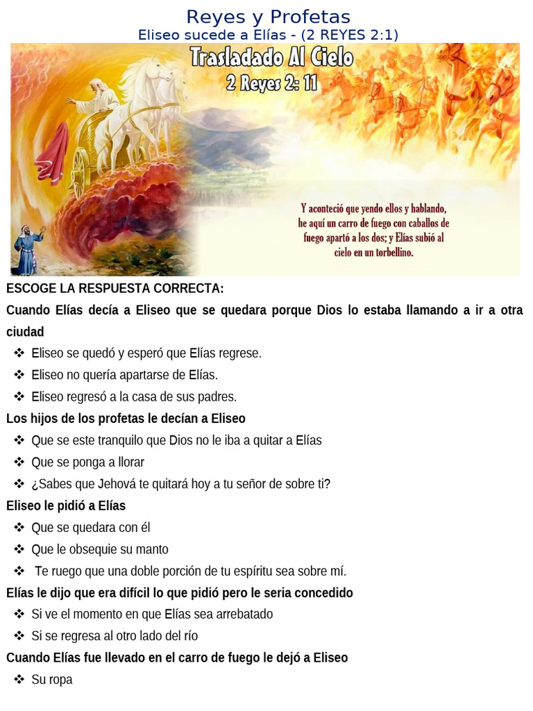 2 Reyes 2- Eliseo Sucede a Elías | PDF | Elijah | Contenido bíblico