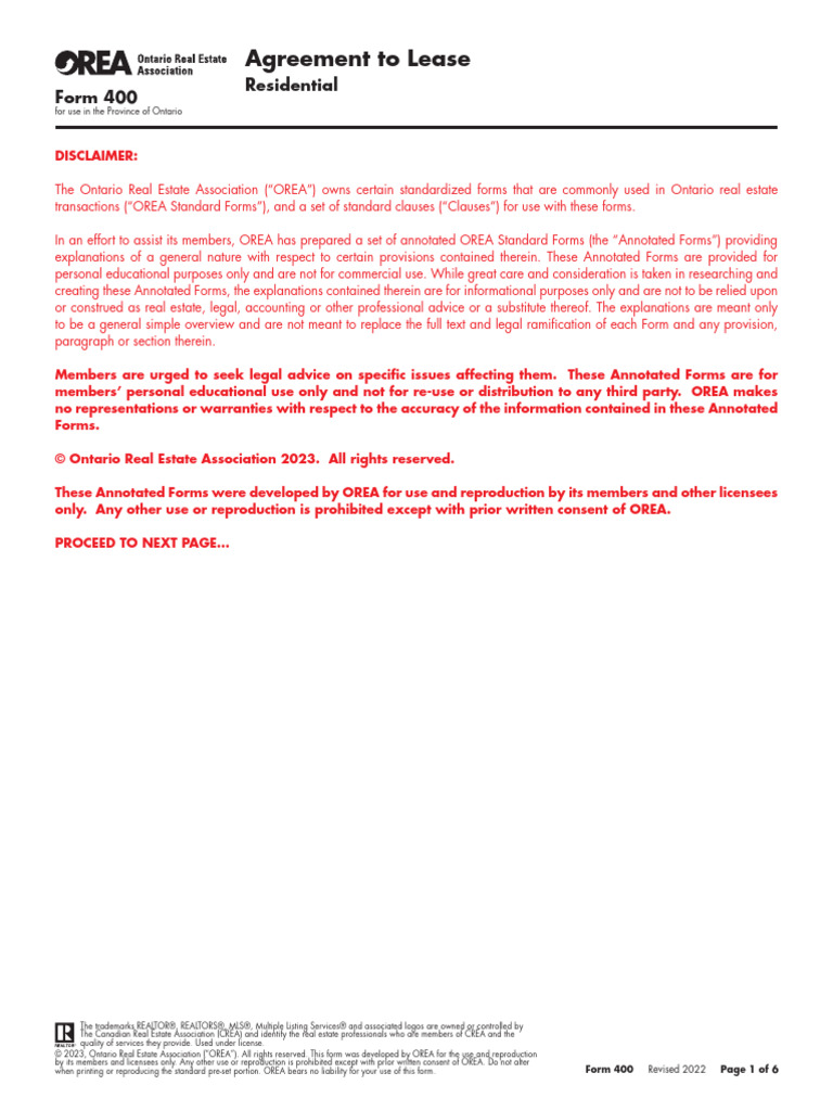 OREA Form 400 FormsExplained | PDF | Lease | Leasehold Estate