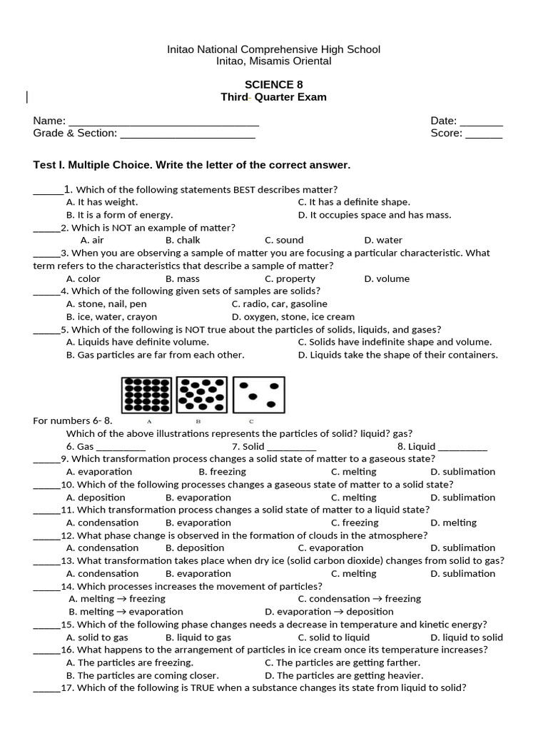 GRADE-8-THIRD-QUARTER-EXAM | PDF | Proton | Ion