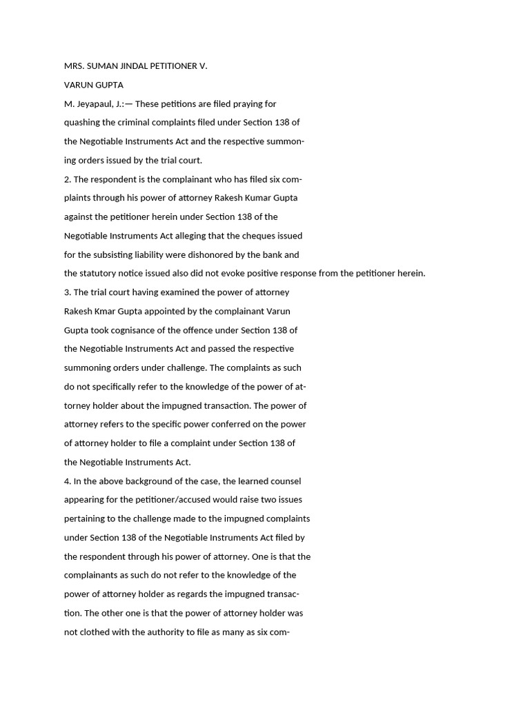 Quashing Criminal Complaints Under N.I. Act | PDF | Complaint | Lawyer