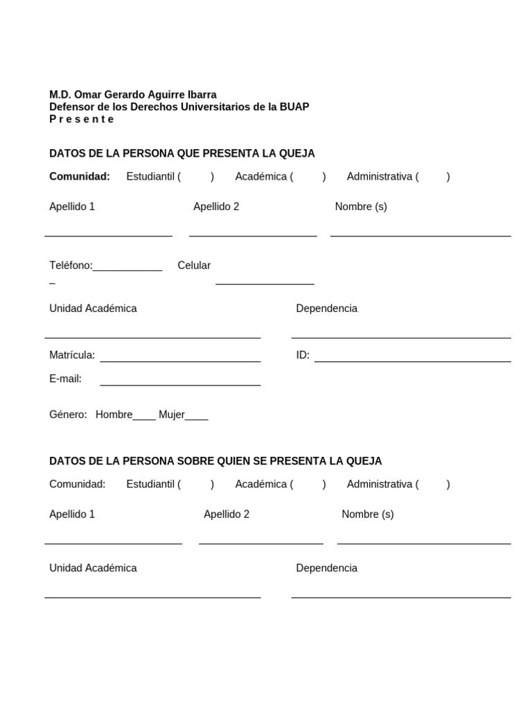 Formato Queja 24 | PDF