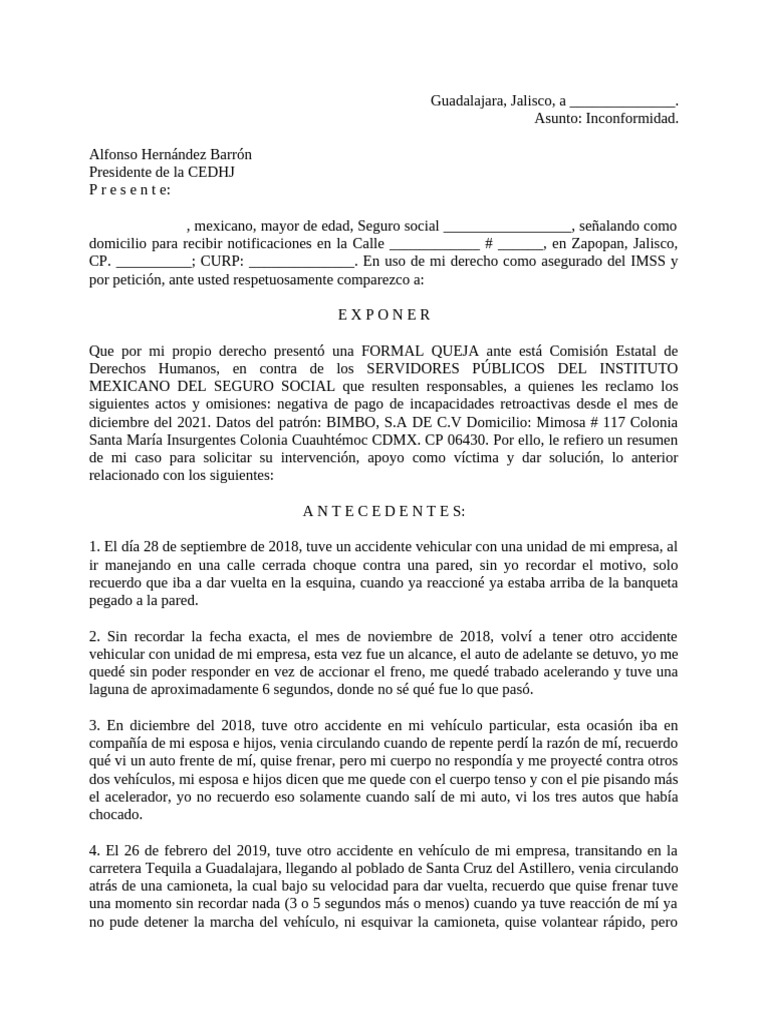 Queja Cedh | PDF | Epilepsia | Especialidades Medicas