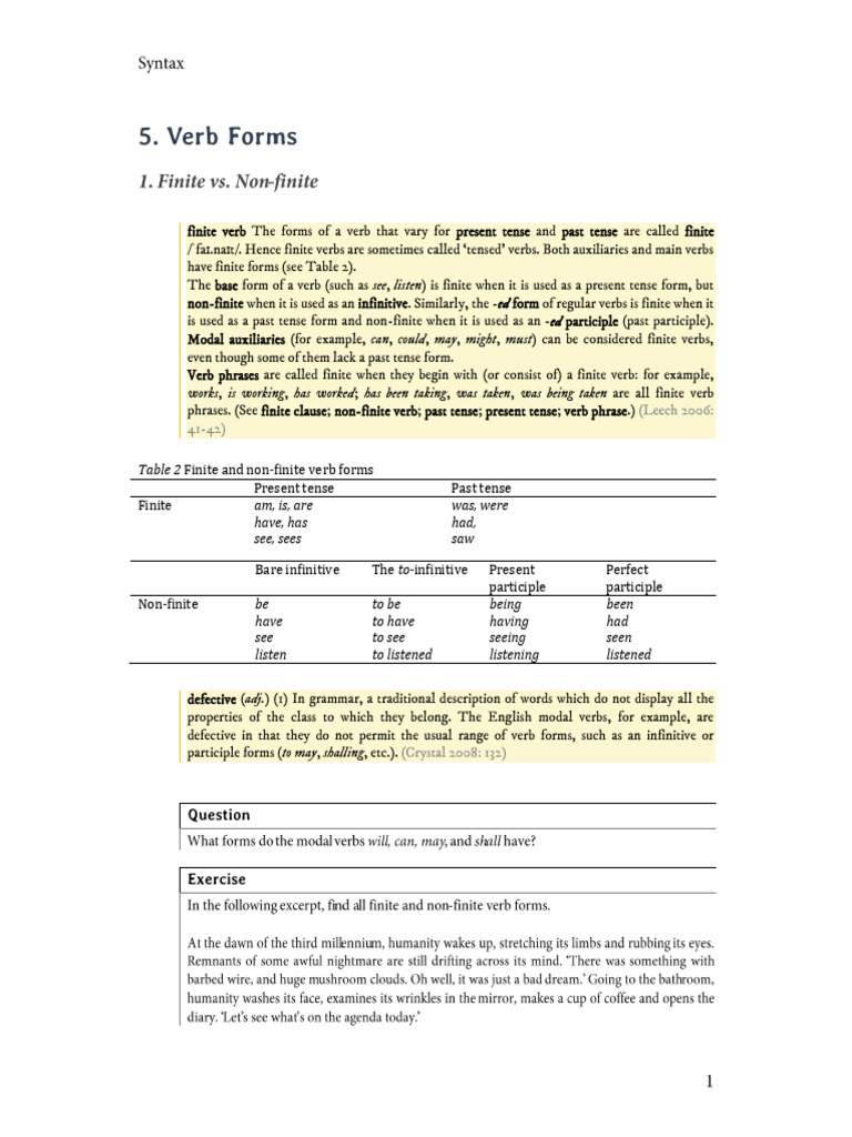 Syntax w5 Verb Forms | PDF