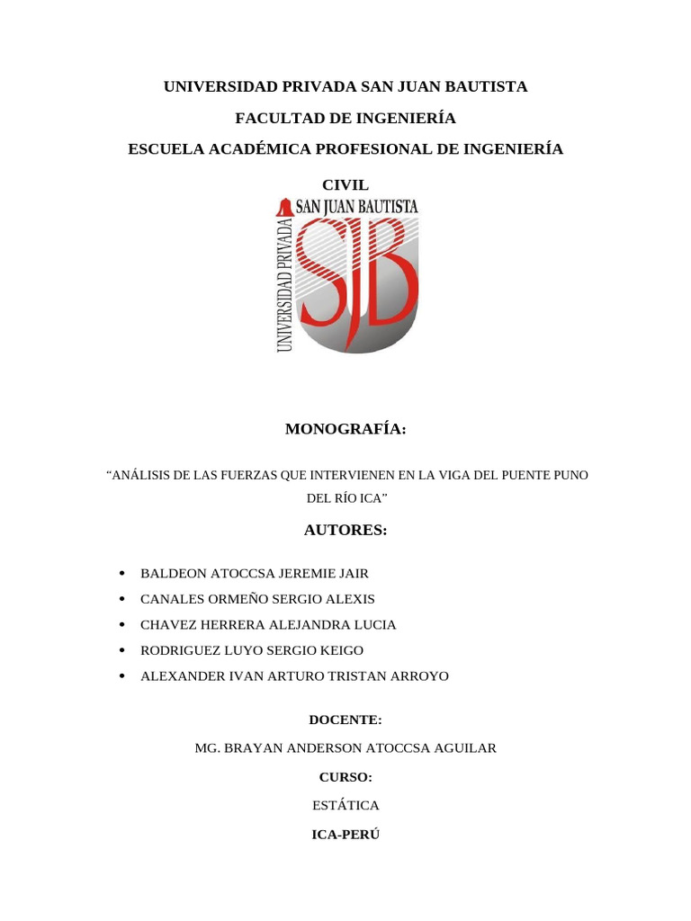 MONOGRAFIA ESTATICA PC-02 | PDF | Puente | Viga (Estructura)