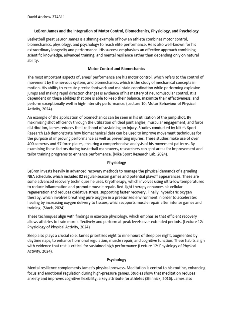 LeBron James and Peak Performance | PDF | Biomechanics | Psychology