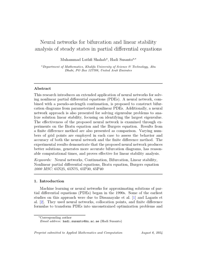 Neural Networks For Bifurcation and Linear Stability Analysis of Steady ...
