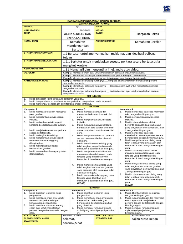 RPH TERBEZA MINGGU 30 BM TAHUN 2 BY CIKGU GORGEOUS (3) | PDF