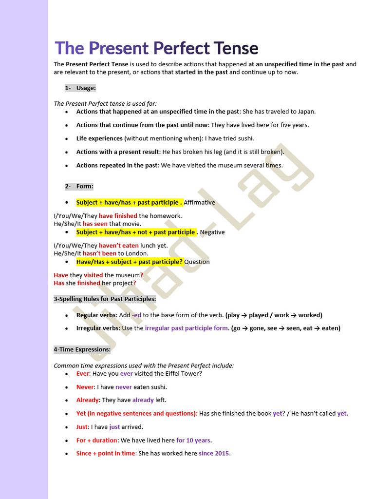 The Present Perfect Tense | PDF