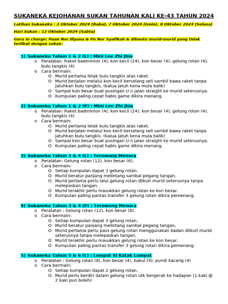 Sukaneka Kejohanan Sukan Tahunan Kali Ke | PDF