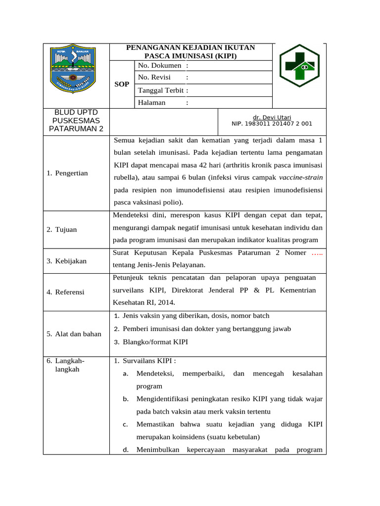 SOP KIPI - Penanganan-Kipi | PDF