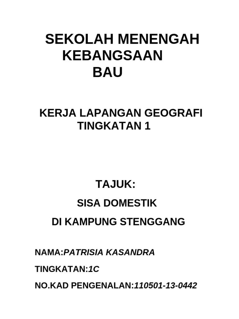 Sisa Domestik Ting 1 Kja Lapangan | PDF