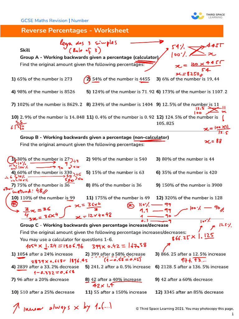 reverse percentages (1) | PDF
