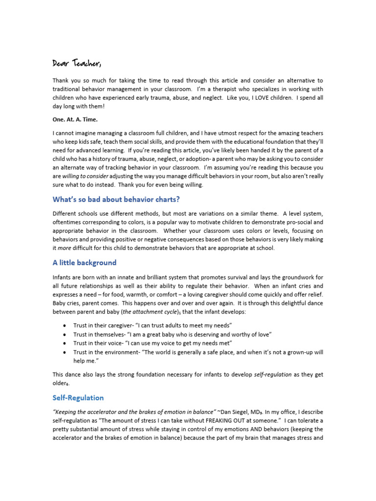A Trauma Informed Approach To Behaviors in The Classroom | PDF ...