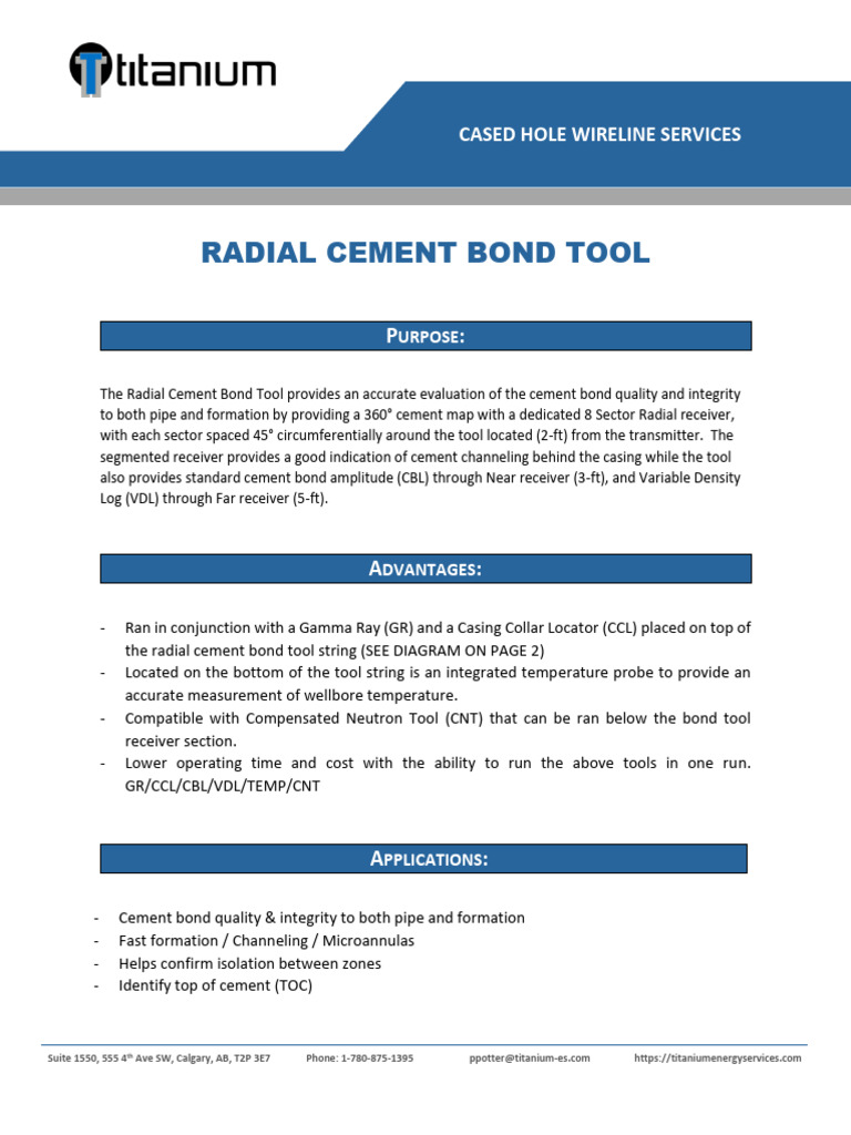 Radial Cement Bond Tool Overview | PDF