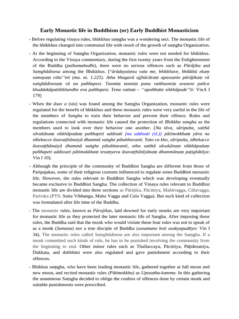 Early Monastic Life in Buddhism | PDF | Bhikkhu | Monasticism