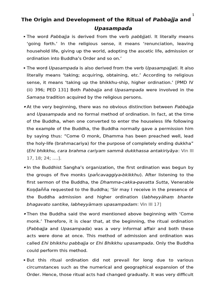 5.the Origin and Development of The Ritual of Pabbajja and Upasampada ...